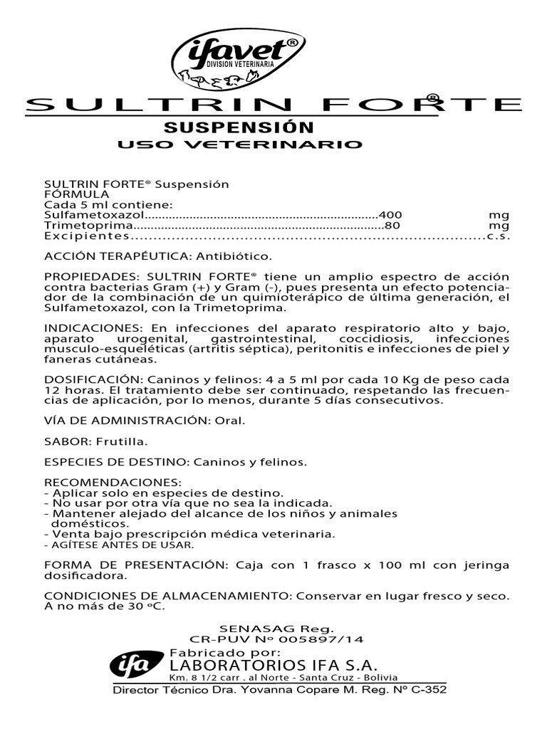 PSL Sultrin Forte IFAVET | PDF