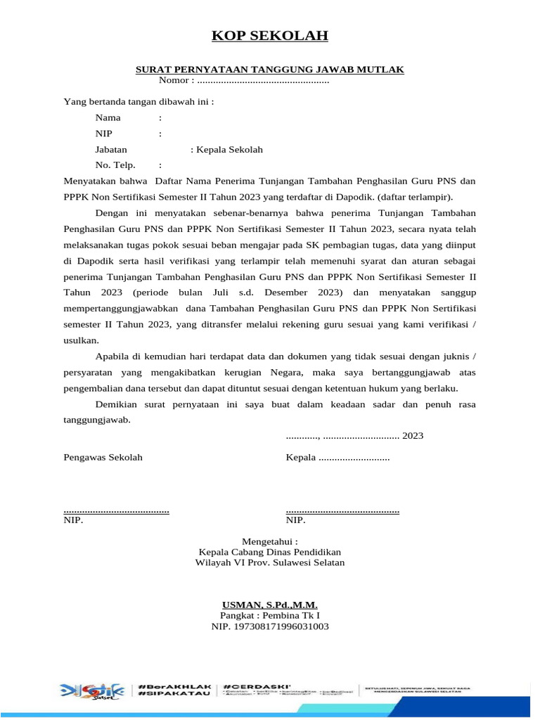 SPTJM NON SERTIFIKASI 2023 | PDF