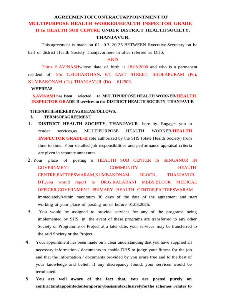 AVINASH 2025 Aggreement | PDF | Common Law | Justice