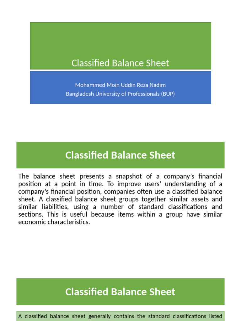 Classified Balance Sheet | PDF