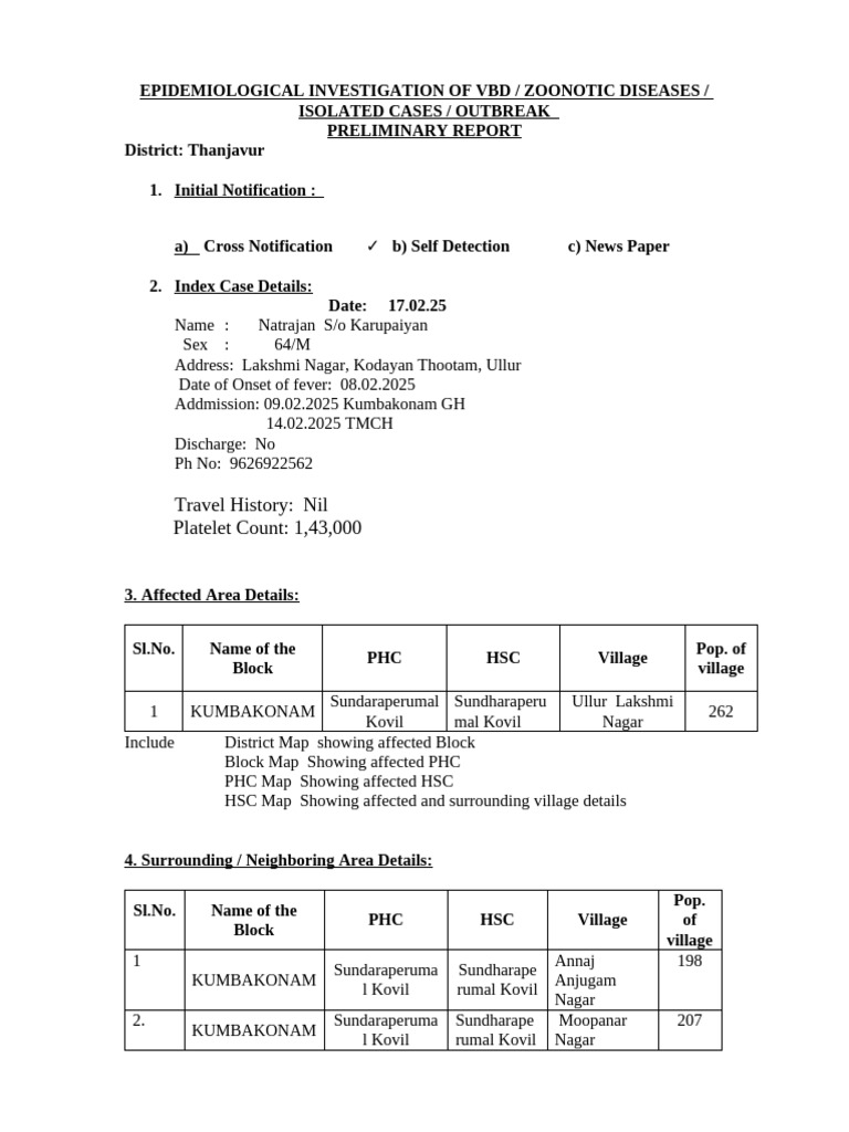 Natrajan EIR Dengue Report | PDF | Clinical Medicine | Medical Specialties