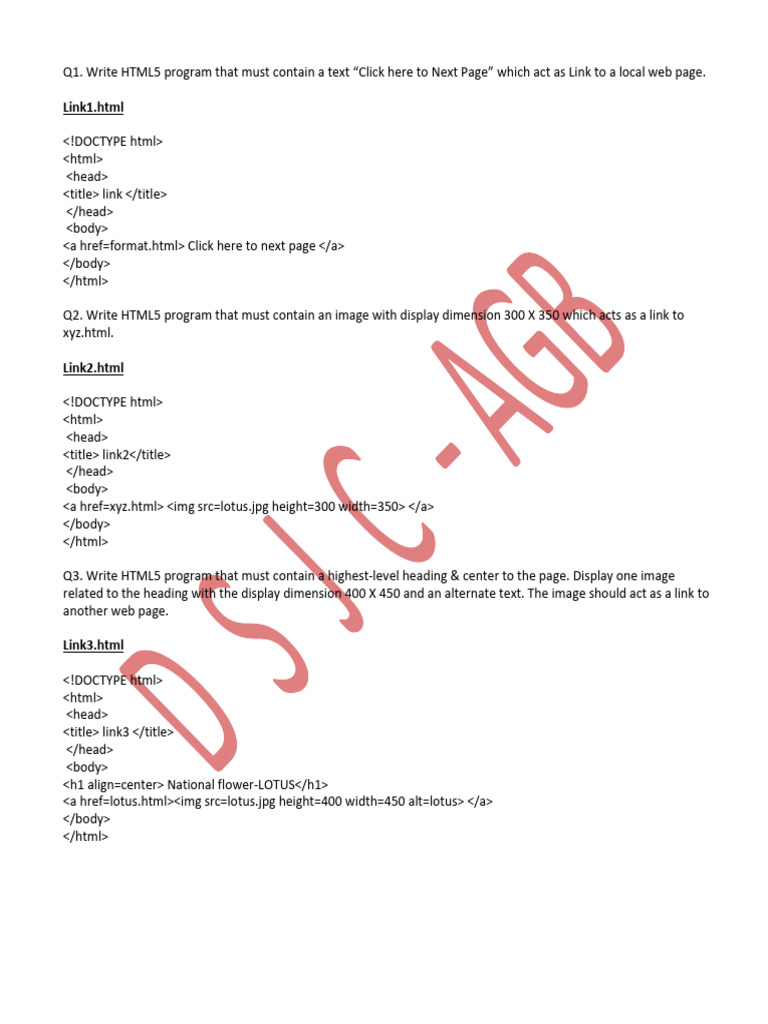 HTML5 Link and Image Tutorial | PDF