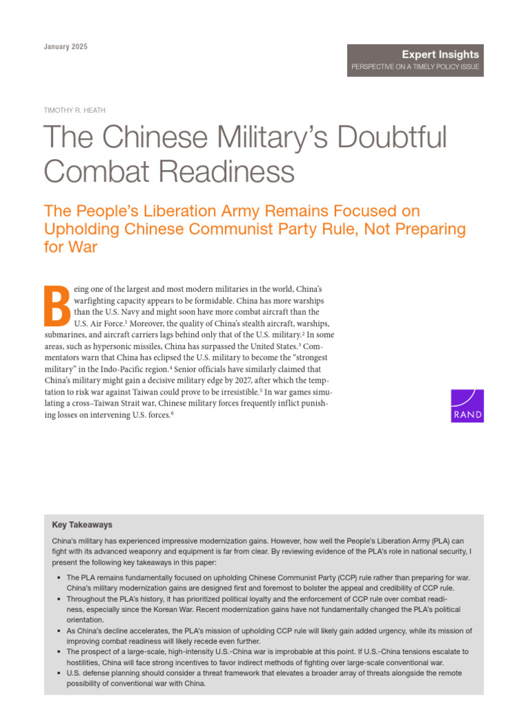 The Chinese Military's Doubtful Combat Readiness - RAND | PDF | People ...