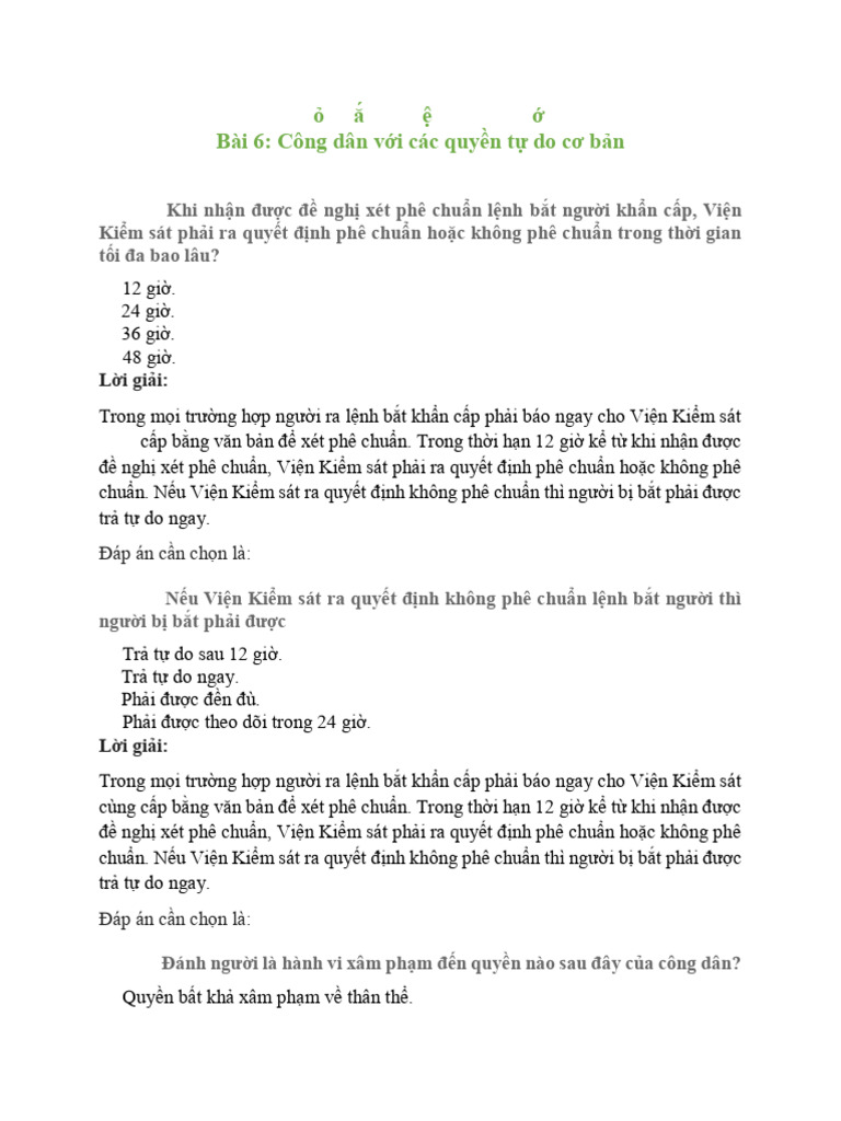 33 Cau Trac Nghiem GDCD 12 Bai 6 Co Dap An 2023 Cong Dan Voi Cac Quyen ...