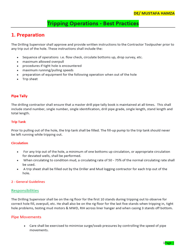 Best Practices for Tripping Operations | PDF | Casing (Borehole ...