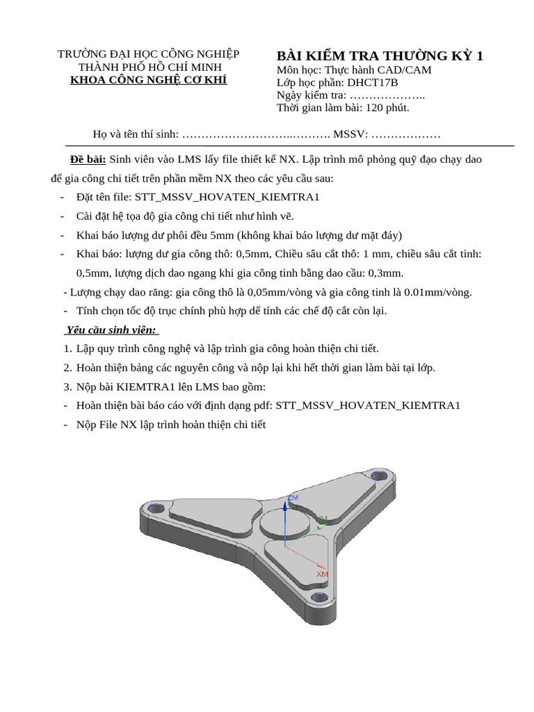 Bai Kiem Tra Thuong Ky 1 - Phay 2D | PDF