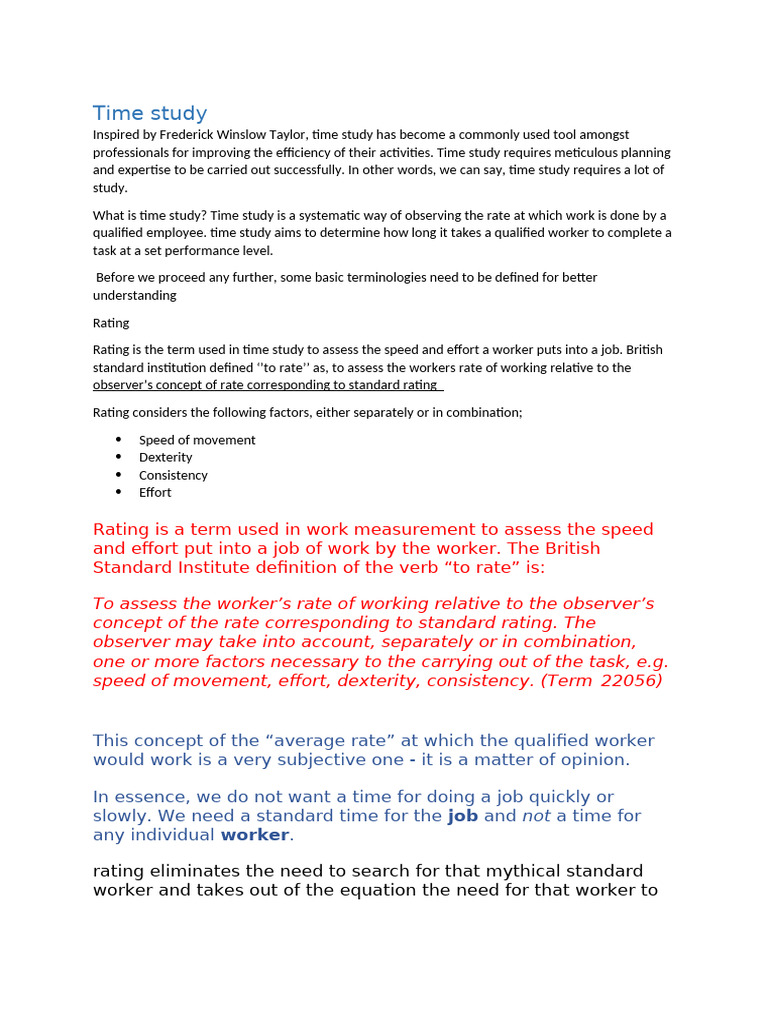 my take on time study | PDF