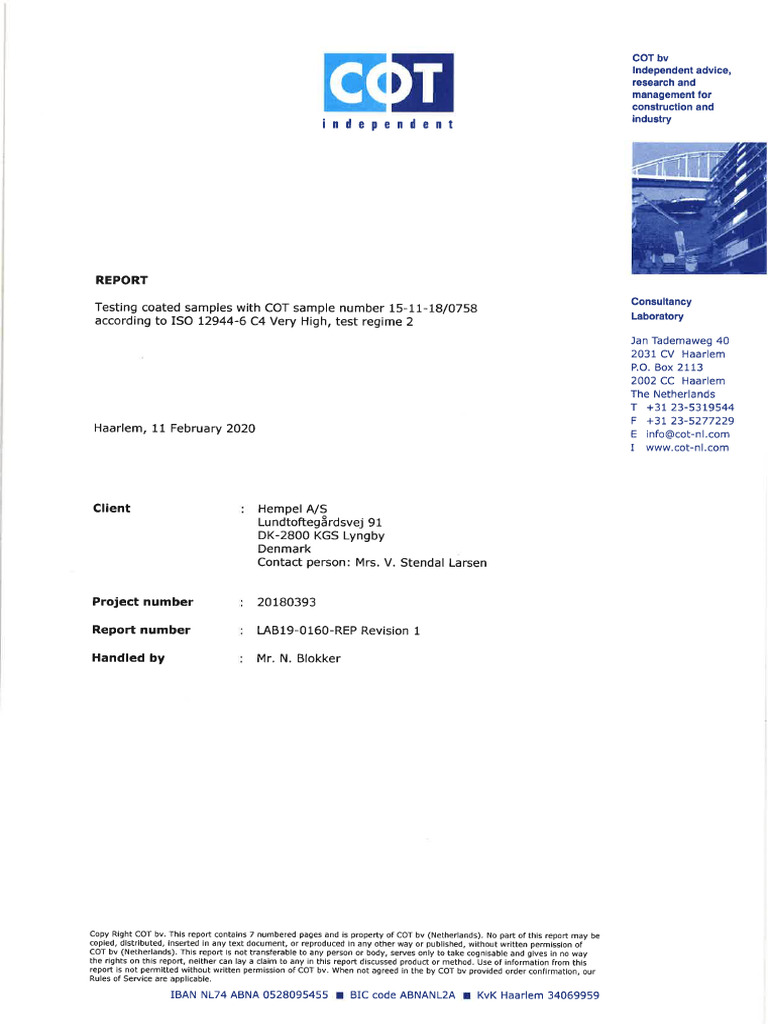 ISO 12944-6 C4 Coating Test Report | PDF | Adhesive | Materials
