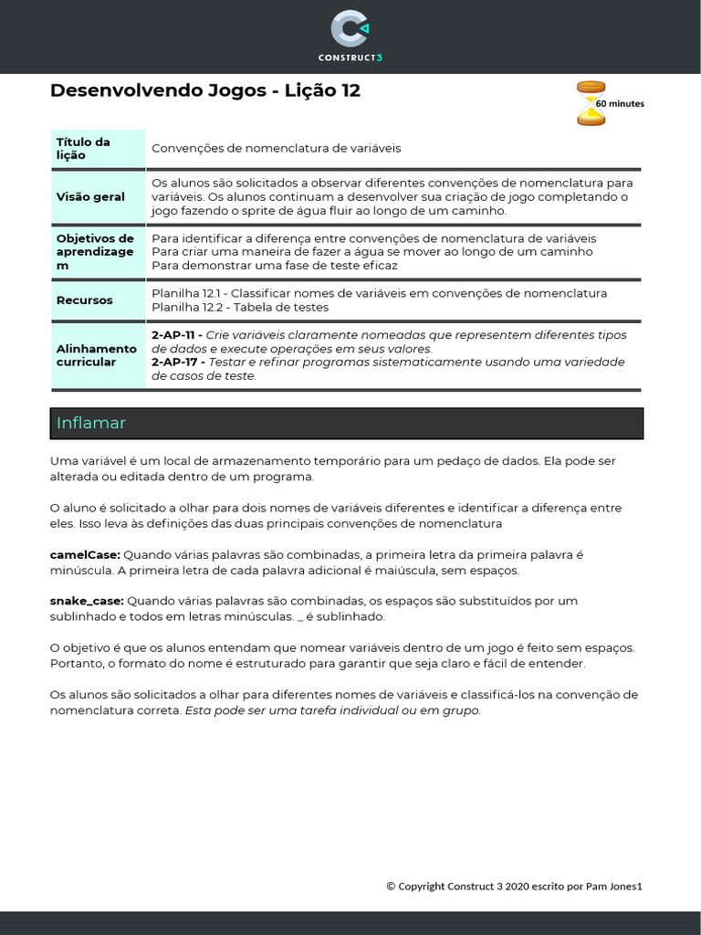 Lesson 12 - Variable Naming Conventions | PDF | Caixa alta e caixa baixa