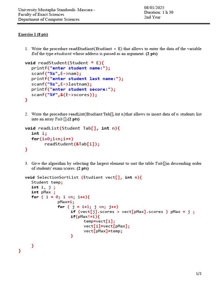 CorrigéExamenanglais (2) | PDF | Algorithms And Data Structures ...