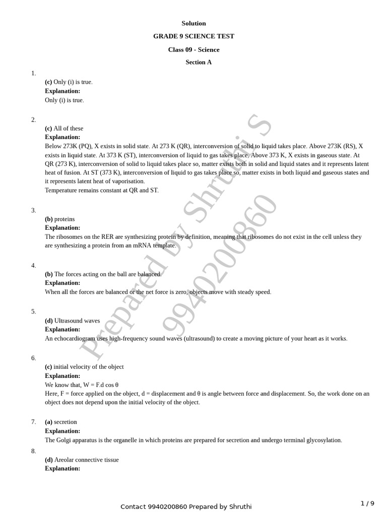 Grade 9 Science Solns | PDF | Atomic Nucleus | Atoms