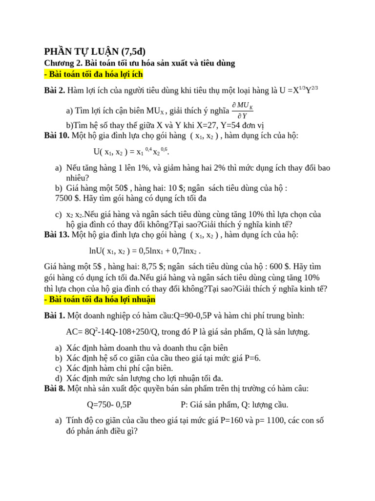 Btap Chương 2 (Đã Lọc) | PDF