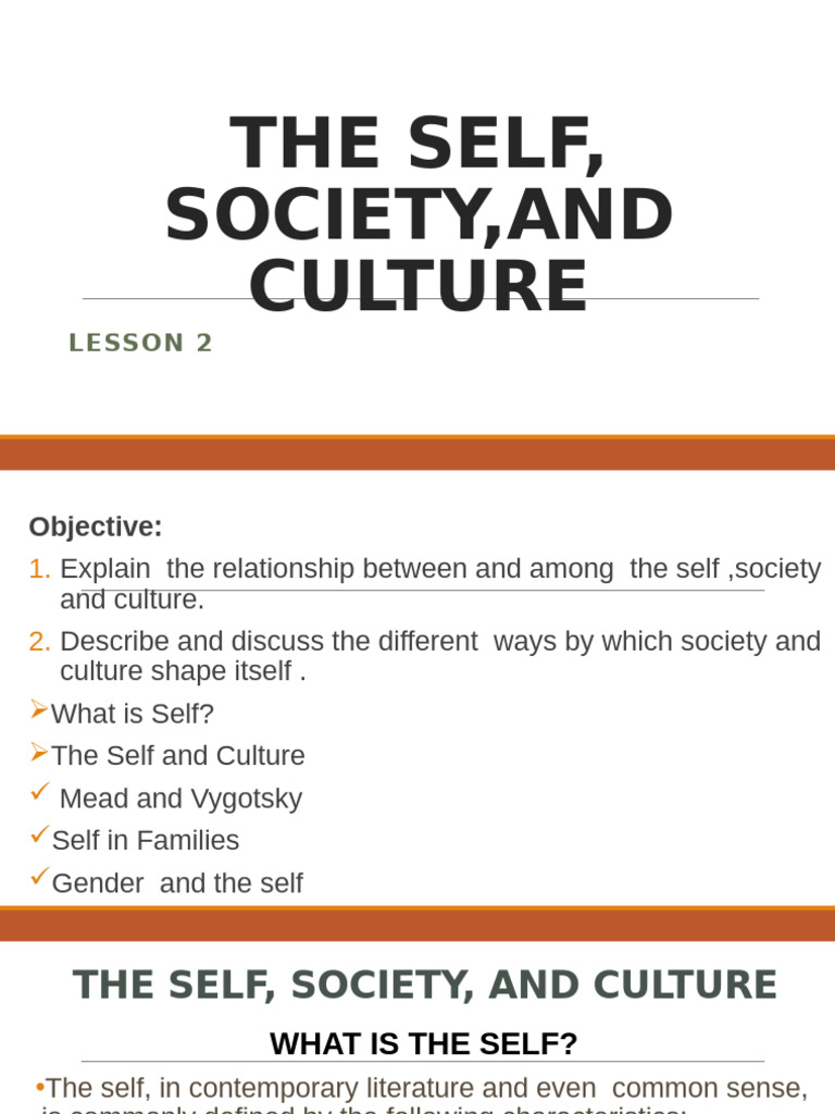 Self, Society, and Culture Explained | PDF | Gender | Gender Studies