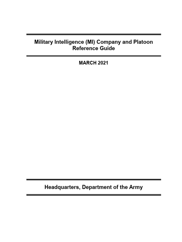 Military Intelligence Company Guide | PDF | Military Intelligence | Brigade