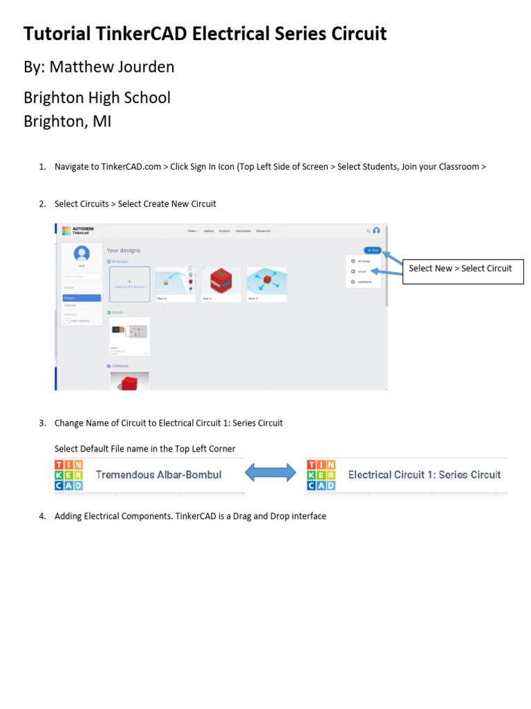 01 Tutorial TinkerCAD Electrical Series Circuit | PDF | Series And Parallel Circuits | Anode