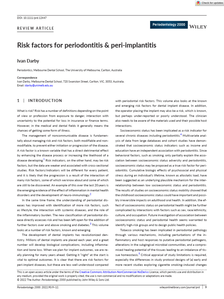 Risk Factors For Periodontitis & Peri-Implantitis | PDF ...