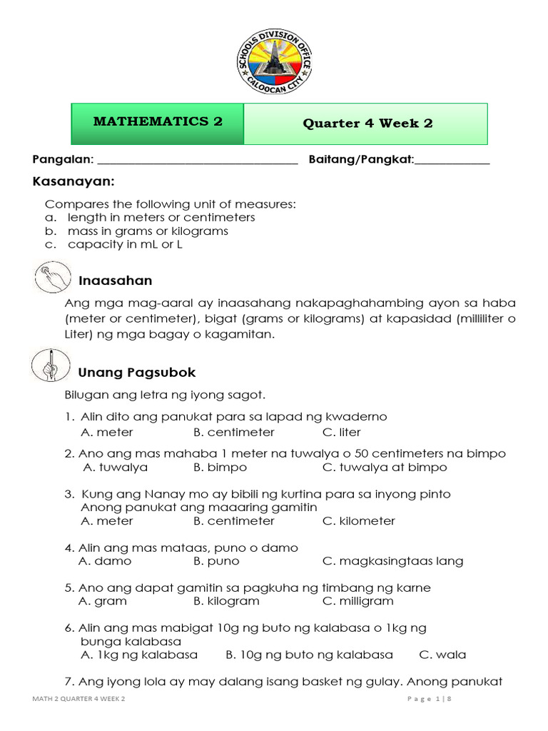 Math2 Q4 W2 | PDF