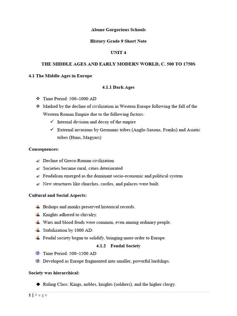 Grade 9 History Unit 5