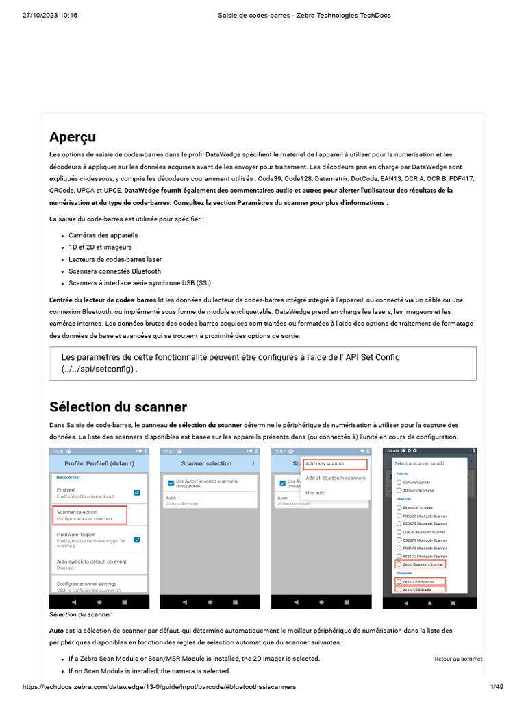 Saisie de Codes-Barres - Zebra Technologies TechDocs | PDF | Barcode ...