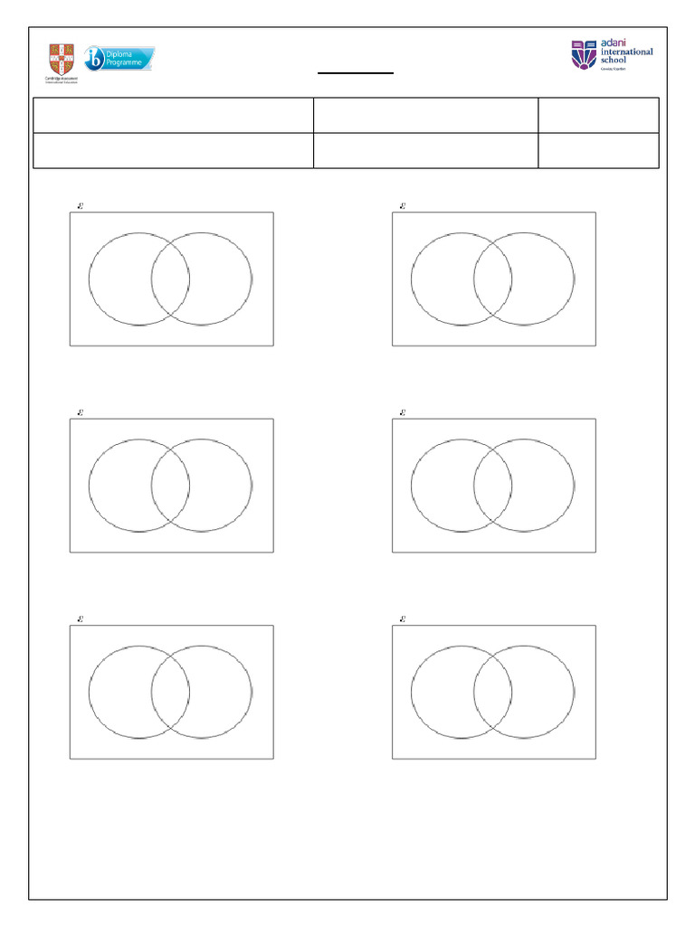Venn Diagram Practice Sheet | PDF