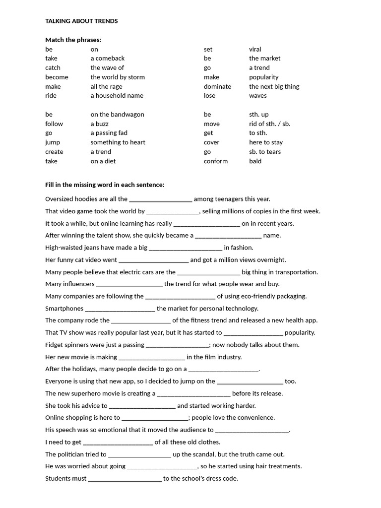 TRENDS - vocabulary | PDF