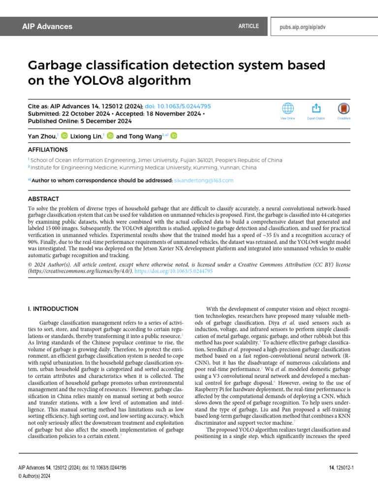 Garbage Classification Detection System Based On T Pdf Lidar Cross Validation Statistics