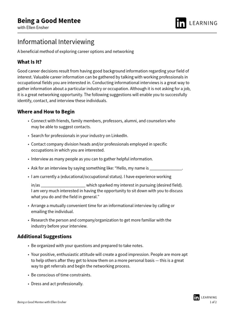 Informational Interviewing | PDF | Social Psychology | Human Communication