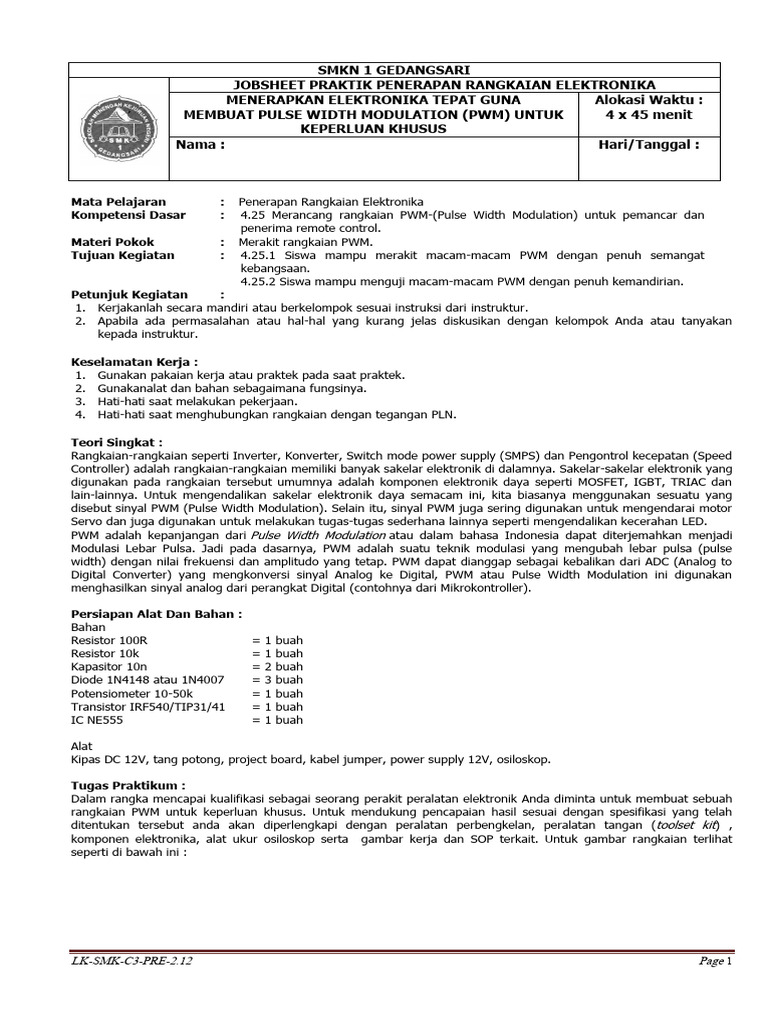 05 Lembar - Kerja - Pre Xii PWM 2025 | PDF