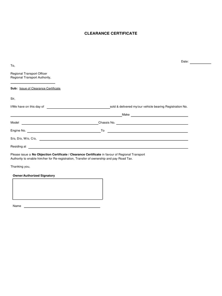 Clearance Certificate | PDF