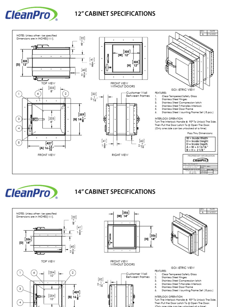 Cleanpro CSSP Pass-Thru Line Drawings | PDF | Door | Building Engineering