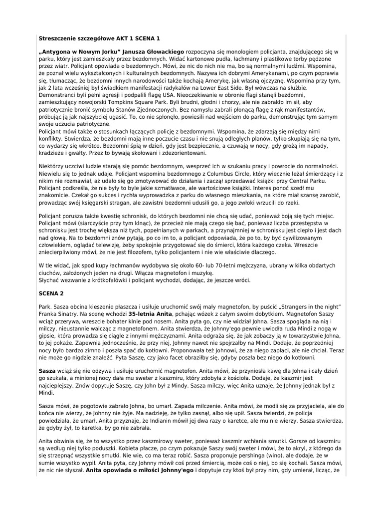 Antygona W Nowym Jorku - Sciaga | PDF