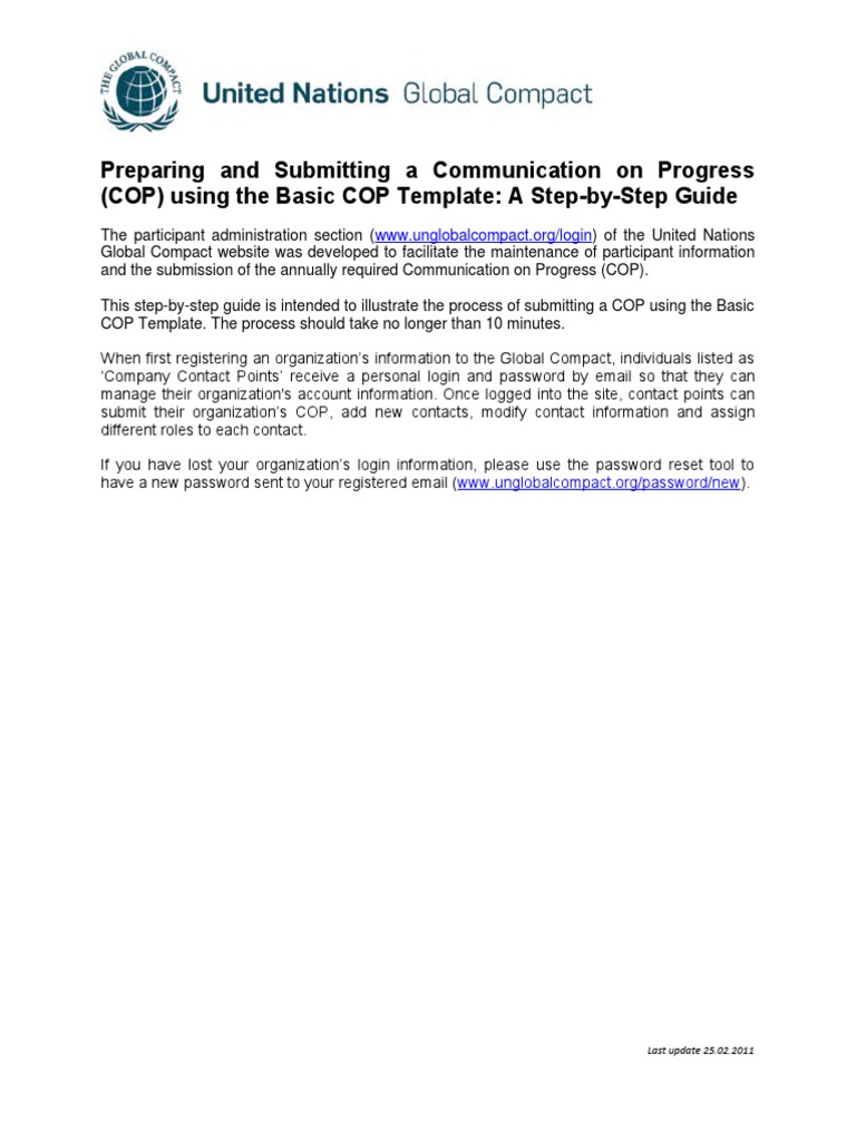 UNGC Basic COP Step by Step Guide | PDF | Login | Password