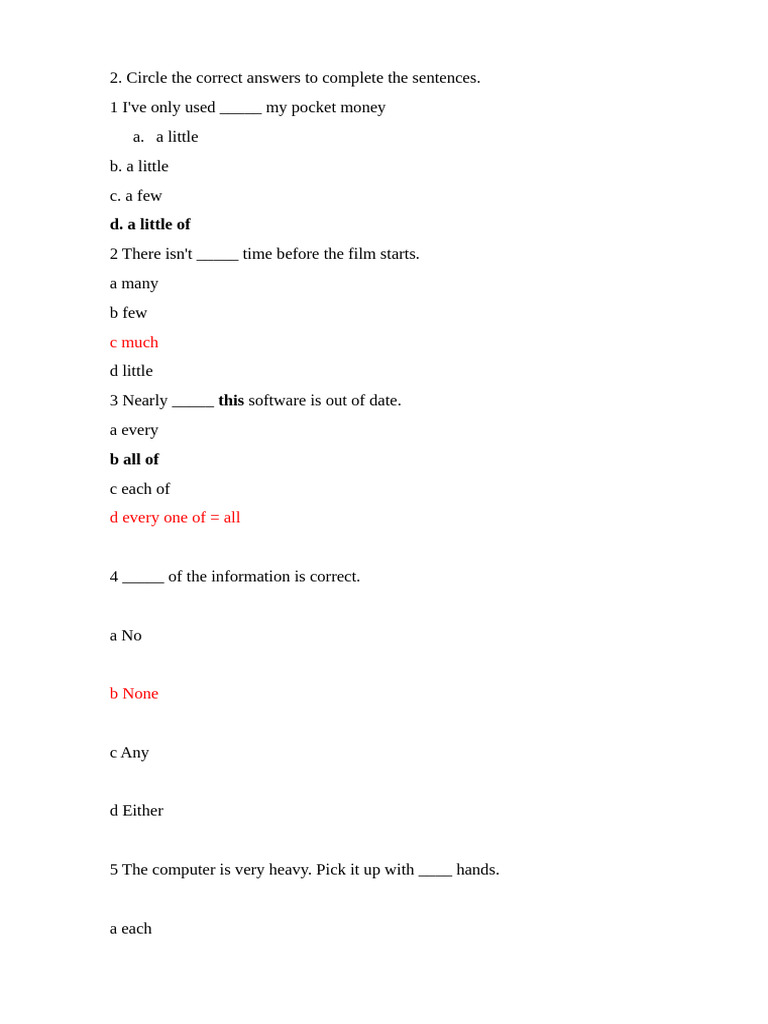 Quantifiers Exercise | PDF