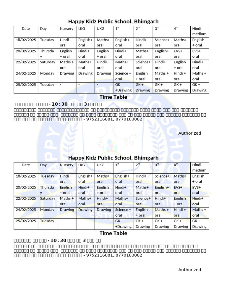 Time Table | PDF