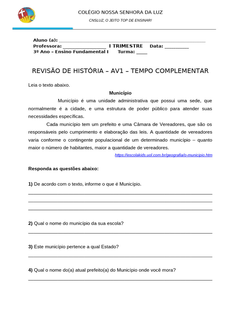 3 Ano - Hist - Gabarito | PDF