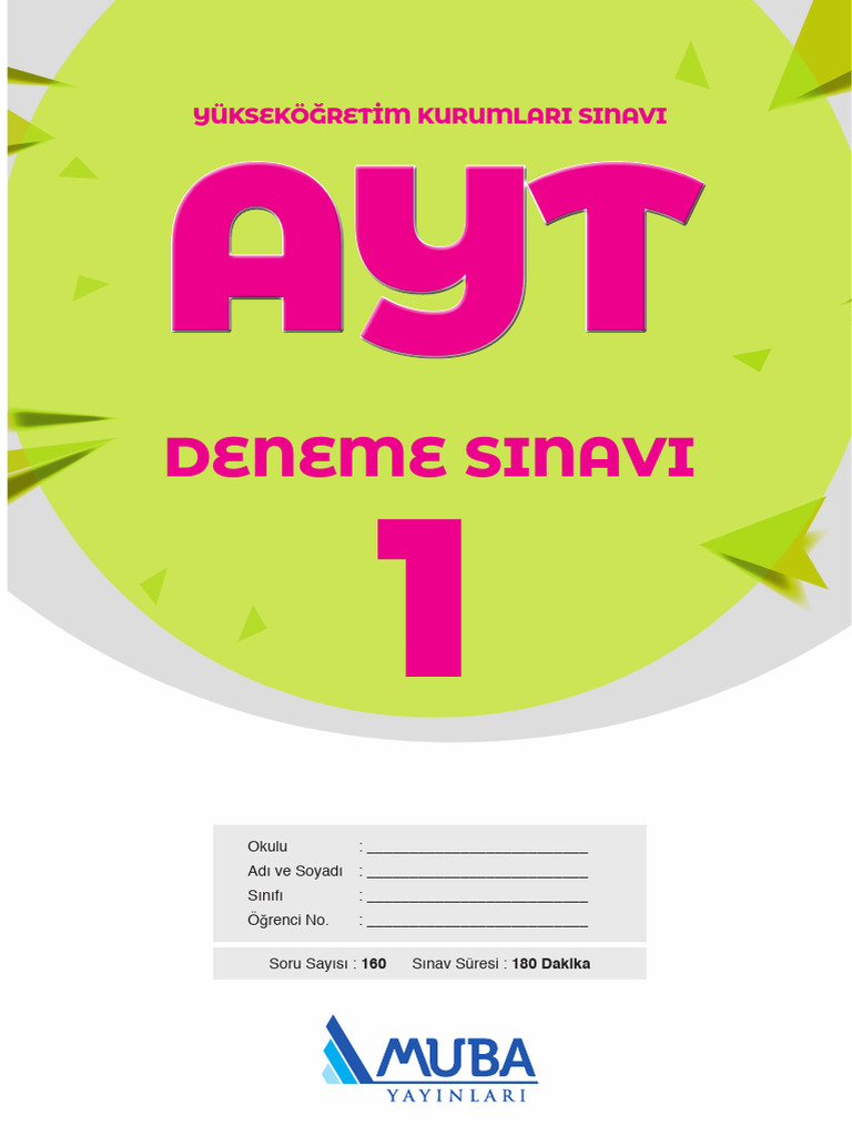 Muba Kurumsal AYT Denemesi 1 | PDF