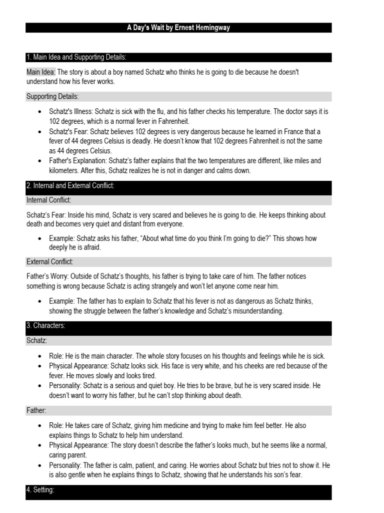 Understanding Fear in A Day's Wait | PDF | Thought