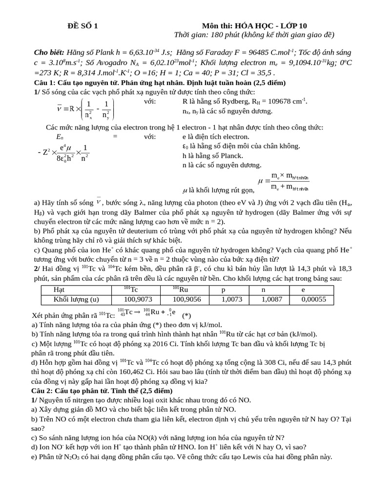 Đề Chọn Đội DHBB Lần 1 | PDF