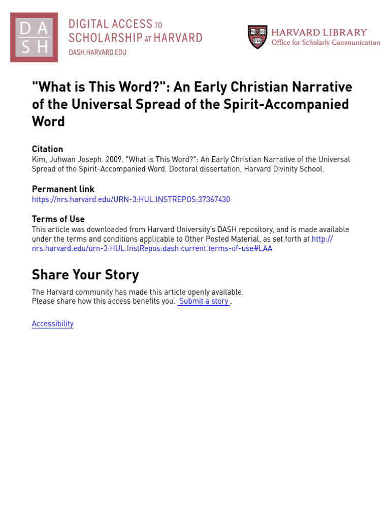 KIM Juhwan Joseph - What Is This Word - An Early Christian Narrative of ...