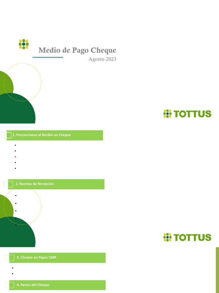 Normas de Recepción de Cheques Tottus | PDF | Cheque