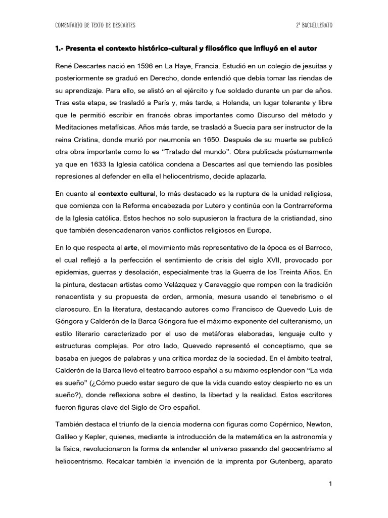Contexto y Método en Descartes | PDF | René Descartes | Existencia