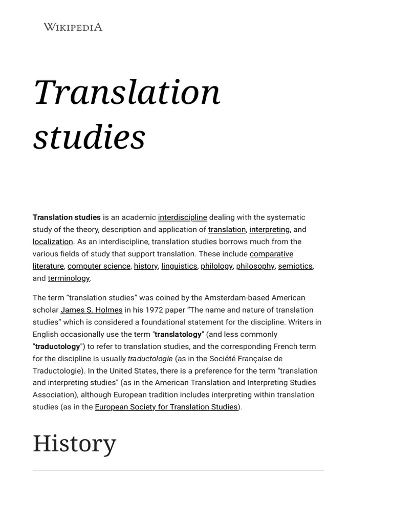 Translation Studies - Wikipedia | PDF | Liberal Arts Education ...