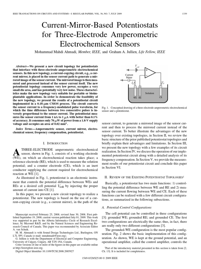 Current-Mirror-Based Potentiostats For Three-Electrode Amperometric Electrochemical Sensors ...