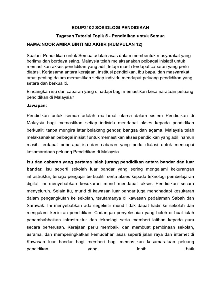 Tugasan Tutorial Topik 5 | PDF