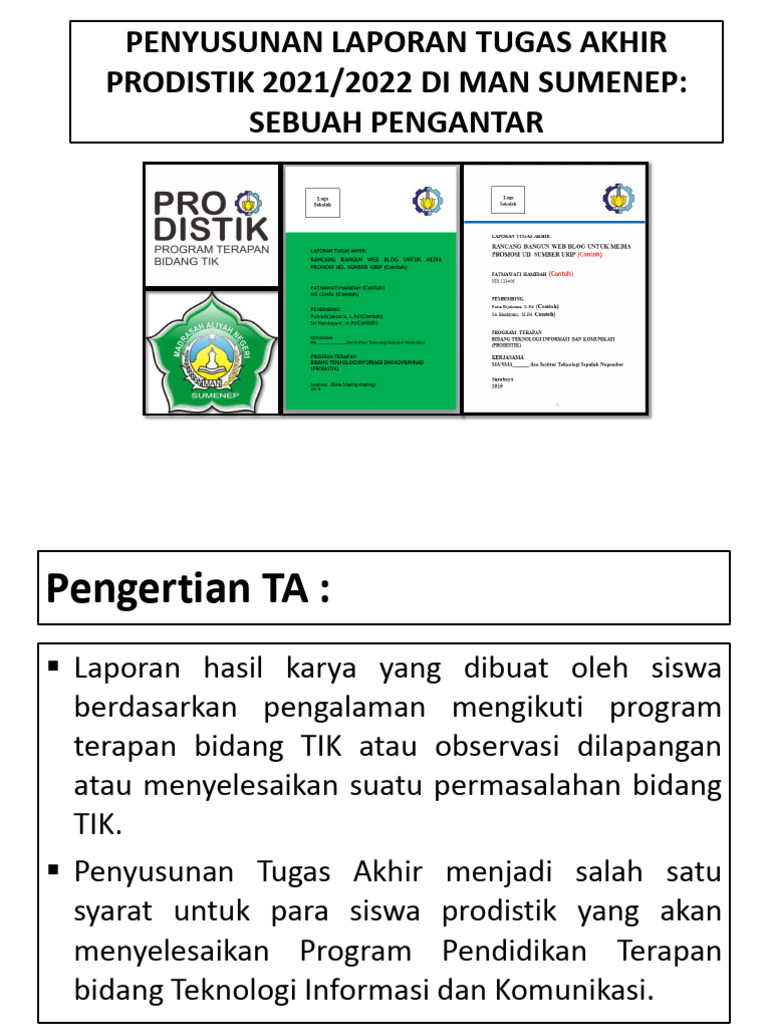 Penyusunan Laporan Tugas Akhir Prodistik | PDF