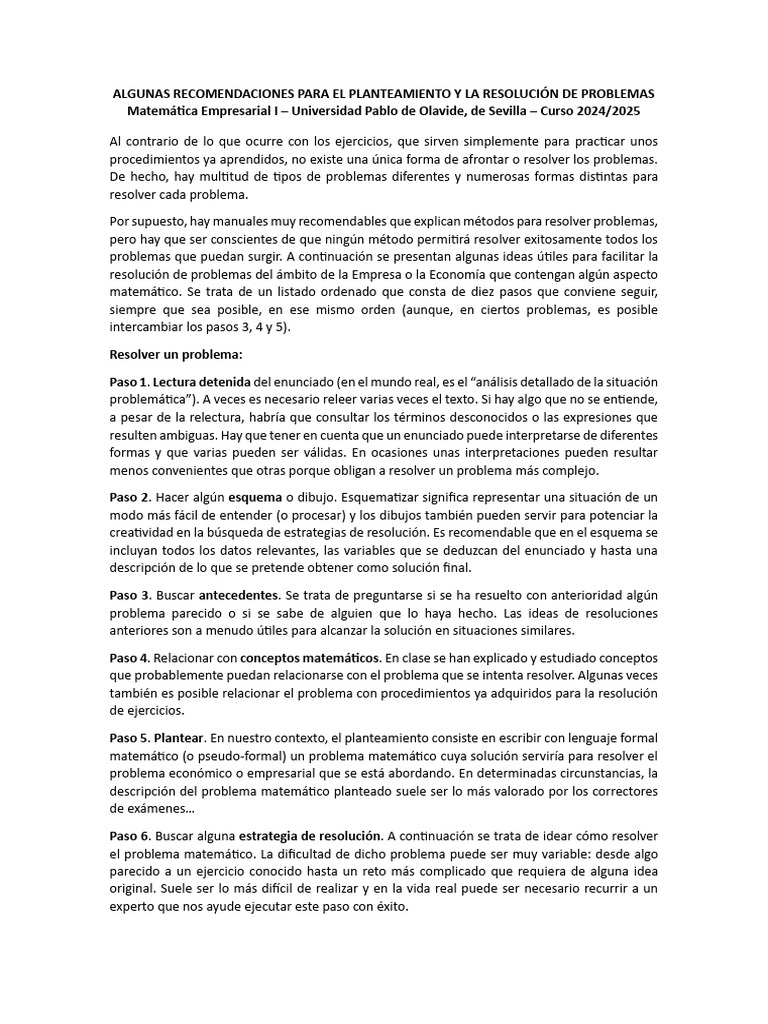 Recom. Problemas | PDF | Cognición