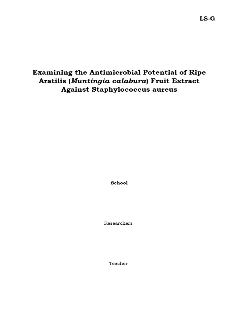 LS RESEARCH PAPER - Sample | PDF | Antimicrobial Resistance ...