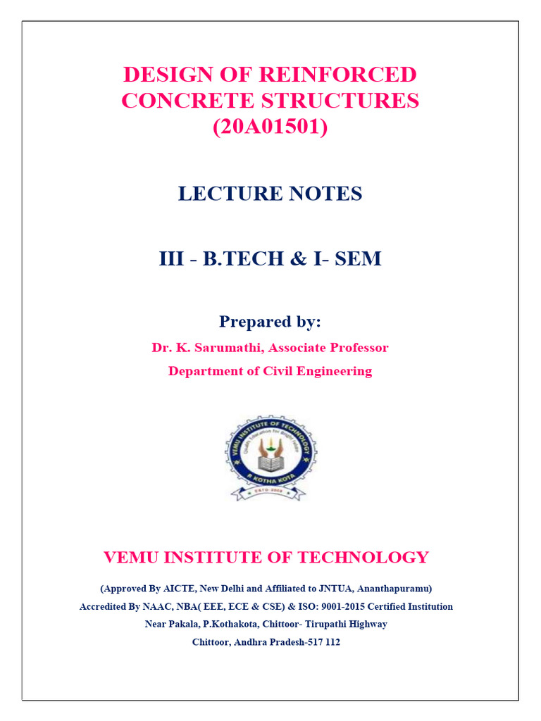JNTUA Design of Reinforced Concrete Structures Notes - R20 | PDF ... JNTUA Design of Reinforced Concrete Structures Notes - R20 | PDF ...