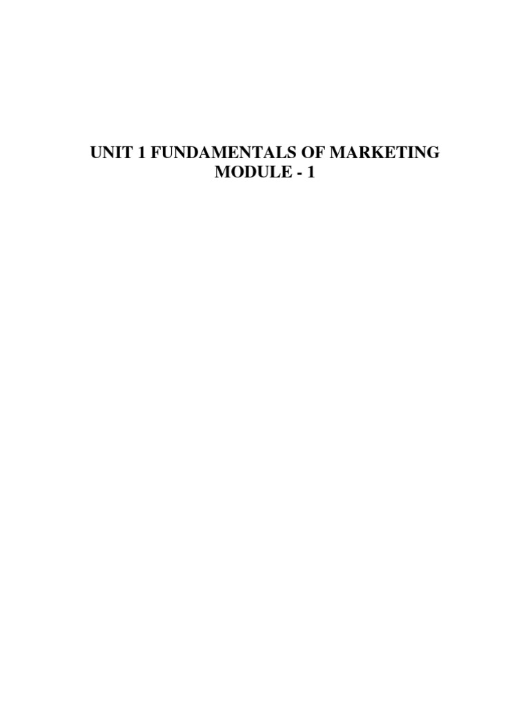 Unit 1 Fundamentals of Marketing | PDF | Marketing | Market Segmentation