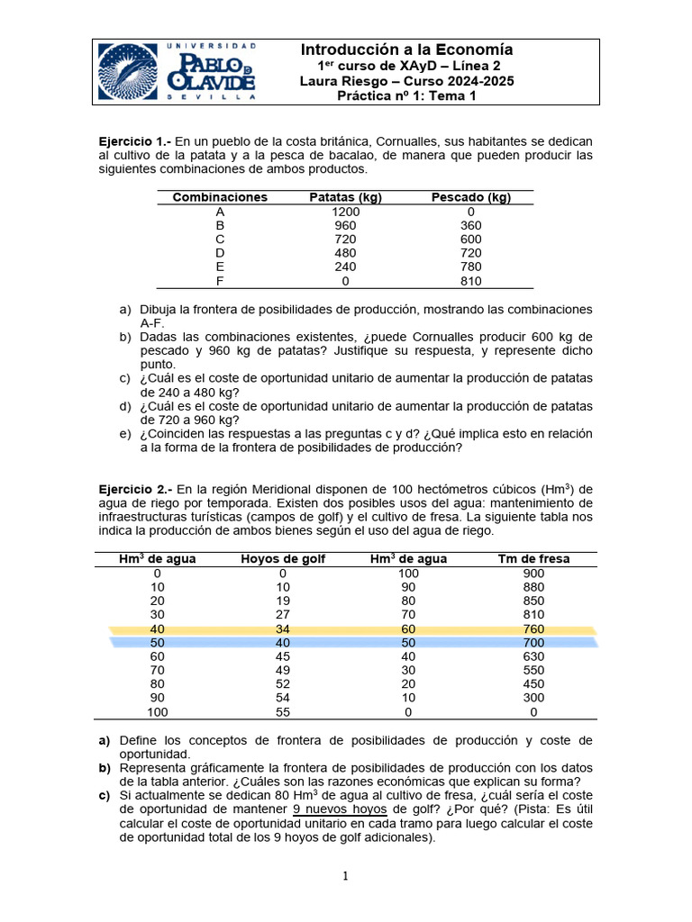 Epd Tema 1 | PDF | Costo de oportunidad | Ventaja comparativa